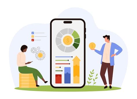 Premium Vector Finance Data Analysis And Company Analytics With Mobile App Tiny People Invest