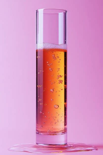 A Hydrometer Floating In Beer Isolated On A Pastel Pink Background