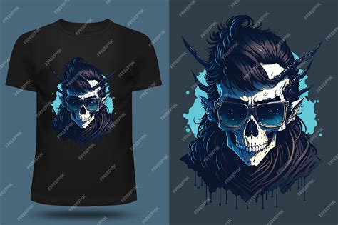 티셔츠 디자인 일러스트레이션 두개골 빈티지 스타일 프리미엄 Ai 생성 벡터