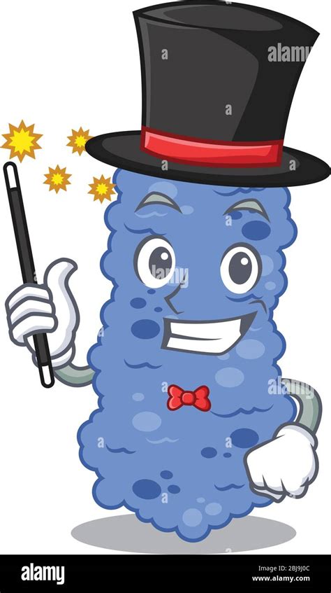 An Attractive Magician Of Burkholderia Bacteria Cartoon Design Stock