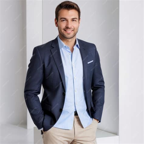 Premium Photo Happy Elegant Business Man Standing Isolated On White