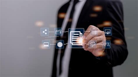 premium photo businessman using a computer to document management