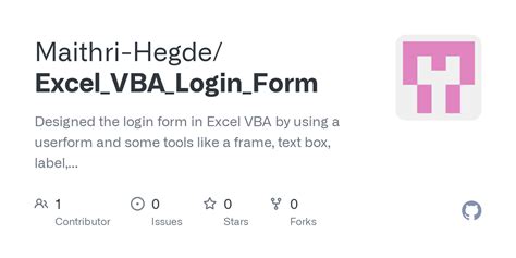 Github Maithri Hegdeexcelvbaloginform Designed The Login Form In Excel Vba By Using A