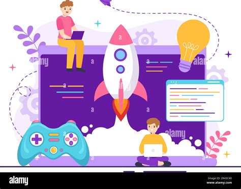 Video Game Development Vector Illustration With Games Digital