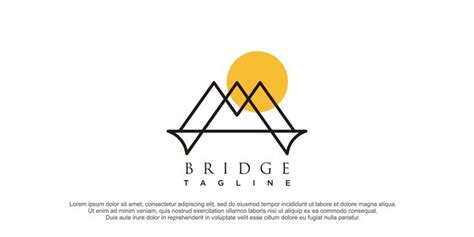 초기 M 디자인 아이콘 일러스트와 함께 다리 로고 프리미엄 벡터
