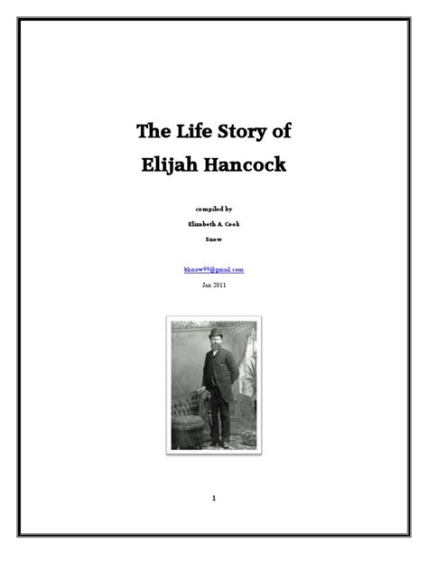 The Life Story Of Elijah Hancock Pdf Elijah Solomons