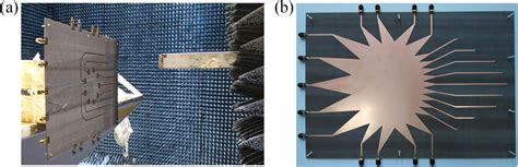 fabricated prototype of the antenna array a front view and the