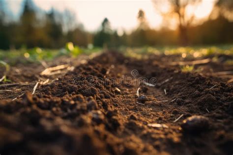 Close Up Of Compact And Level Soil Beds After Sowing In Large Farmland
