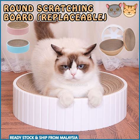 Tiger And Mimi Round Scratching Board Replaceable Board Cat Scratcher Bed