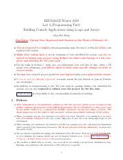 EECS1021 W19 Lab4 Pdf EECS1021Z Winter 2019 Lab 4 Programming Part Building Console