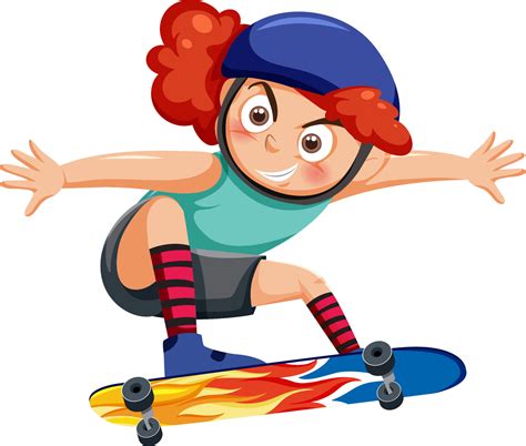 A Girl Playing Skateboard Cartoon Character 8188177 Vector Art At Vecteezy