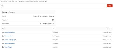 Index · Conan Repository · Packages · User · Help · Gitlab