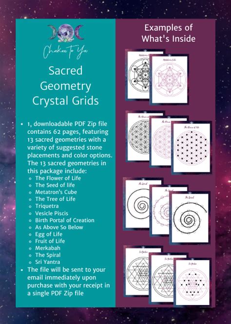 Crystal Grid Cheat Sheet Printable Guide With 8 Sacred Geometries For