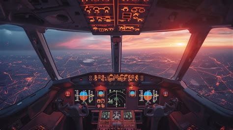 Premium Photo Sunset View Of Cockpit In Plane Image