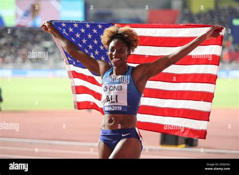 Nia Ali Winning The 100m Hurdles At The 2019 World Athletics