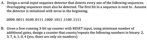 Solved A Design A Serial Input Sequence Detector That