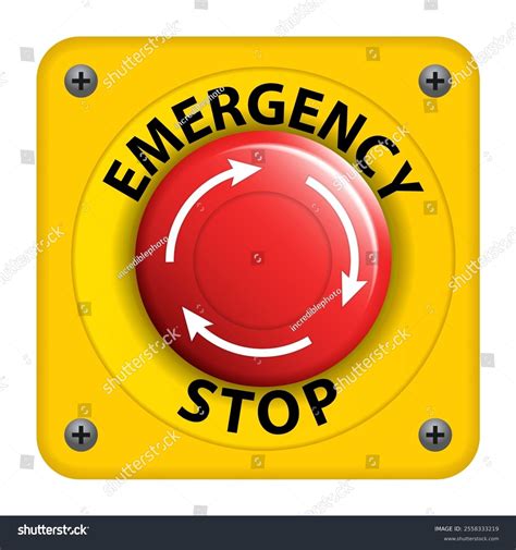 Emergency Stop Button Red Mushroom Push Stock Vector Royalty Free