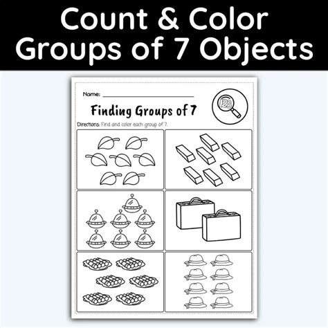 Number 7 Count And Color Groups Worksheet