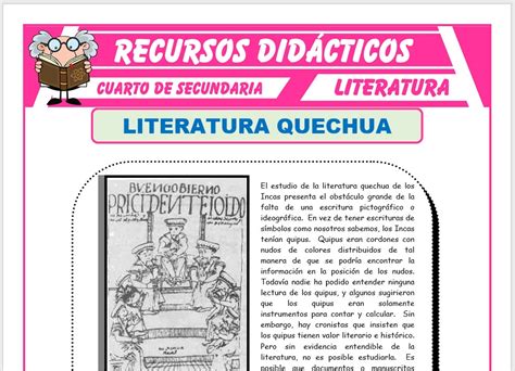 Literatura Quechua para Cuarto de Secundaria Recursos Didácticos