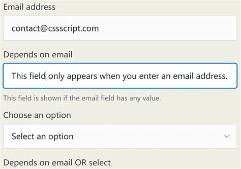 Conditional Form Fields Web Component Form Show If Css Script