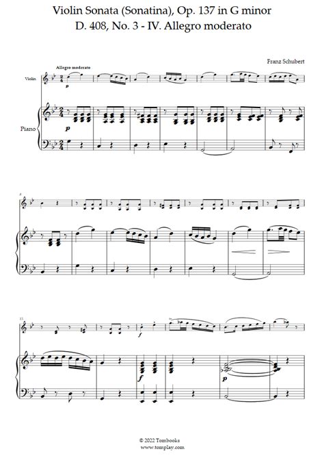 Violin Sonata Sonatina Op 137 In G Minor D 408 No 3 Iv