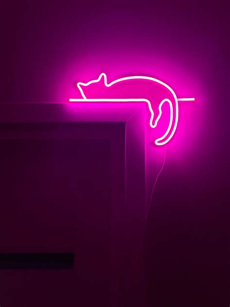 Cat Neon Sign Art Decor Neon Light Wall Art Signs Cute Cat Decor T