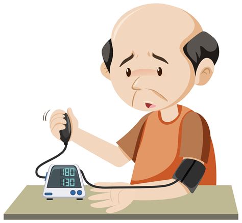 老人高血压插图 世界高血压日老人测量血压高血压血压测量仪 手绘插图 北极熊素材库