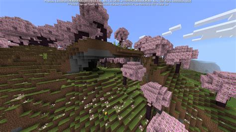 Found This Cherry Blossom Overhang This Is A Nice Place To Build A House R Minecraft