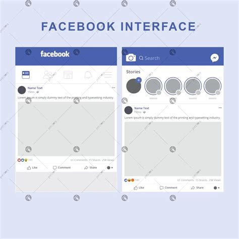 Facebook App Interface With Logo Vector Design