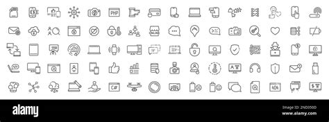 Technologies And Internet Line Icons Collection Big Ui Icon Set Thin