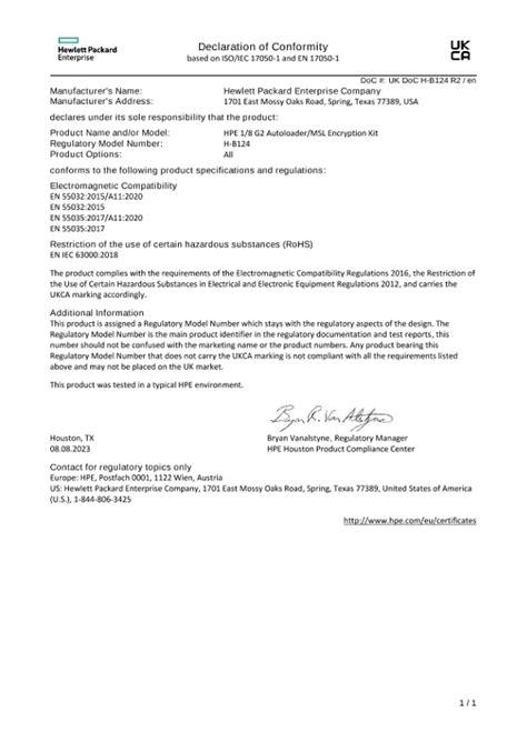 Hpe 1 8 G2 Autoloader Msl Encryption Kit Ukdoc H B124