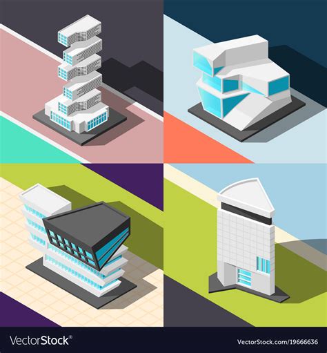 Futuristic Architecture 2x2 Design Concept Vector Image