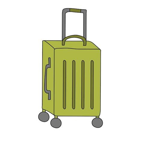 Maleta Verde Para Viajar Sobre Ruedas En Un Estilo De Dibujos Animados