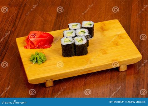 Cucumber Maki Roll Stock Image Image Of Roll Rice 124215641