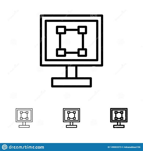 Crop Graphics Design Program Application Bold And Thin Black Line Icon Set Stock Vector