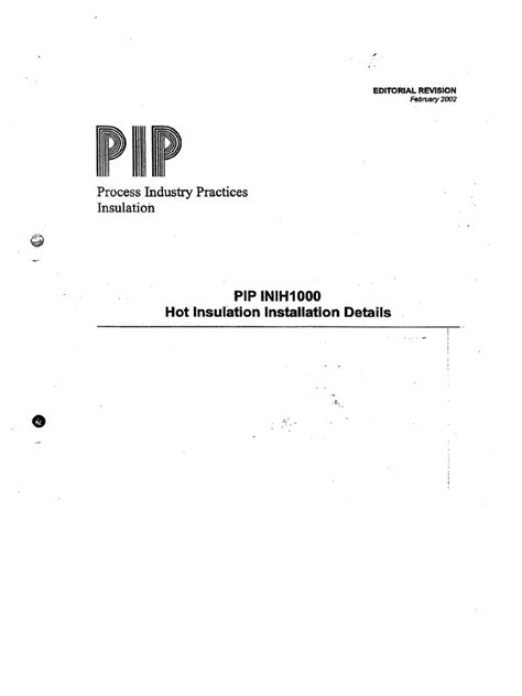 Pip Inih1000 Rev 2002 Hot Insulation Installation Details Pdf
