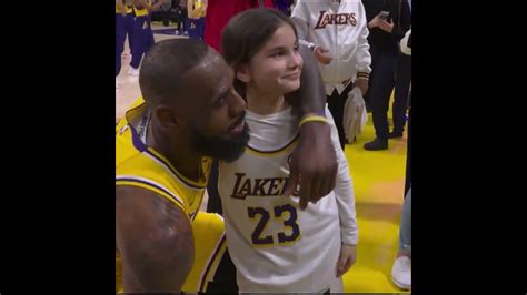 Lebron With Small Fans Lebronjames Nbaplayer Lakers Shorts Girl