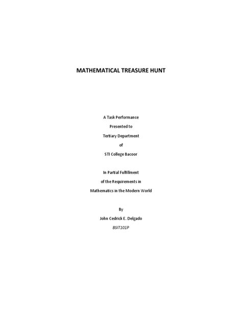 Mathematical Treasure Hunt Pdf
