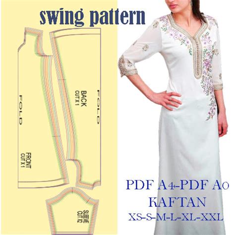 Kaftan Pdf Sewing Pattern Womens Lounge Dress Pdf Instant Digital