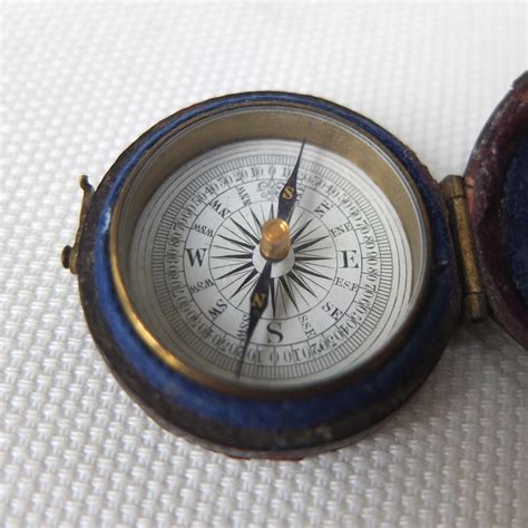 Victorian Pocket Compass With Morocco Leather Case 1860 Compass Library