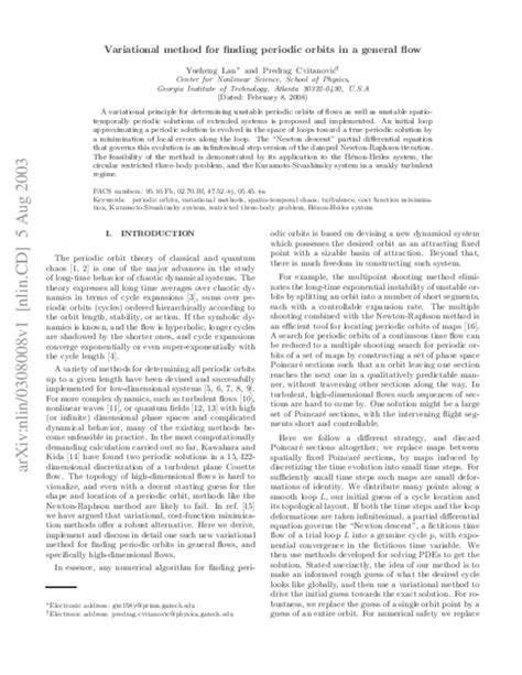 Pdf Variational Method For Finding Periodic Orbits In A General Flow