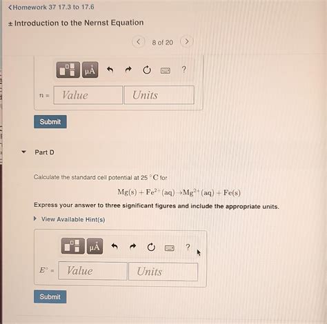 Solved ± Introduction To The Nernst Equation Constants I