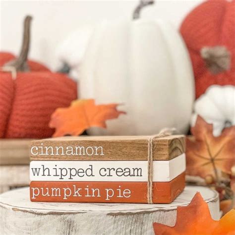 Pumpkin Pie Themed Bookstack Fall Tiered Tray Decor Fall Etsy