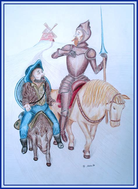 Иллюстрация Дон Кихот и Санчо Панса в стиле персонажи