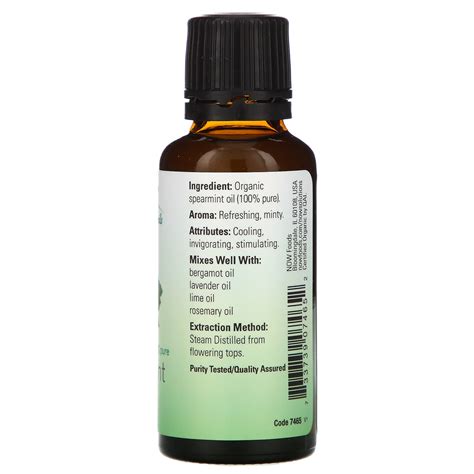 Now Foods Organic Essential Oils Spearmint Fl Oz Ml