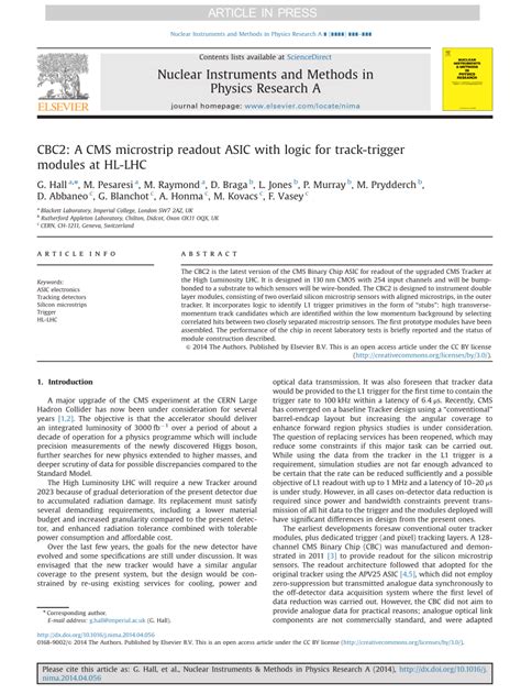 Pdf Cbc2 A Cms Microstrip Readout Asic With Logic For Track Trigger
