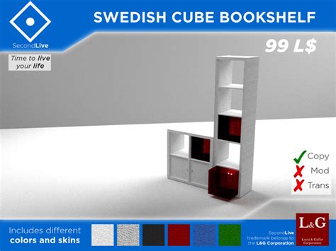 Second Life Marketplace Swedish Cube Bookshelf Mesh Pg Hud