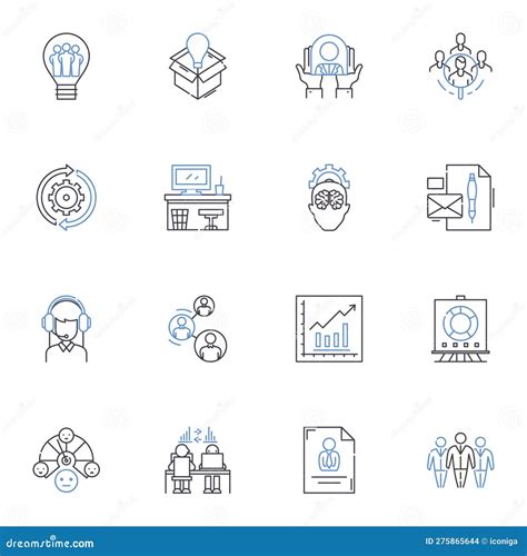Functioning Operation Line Icons Collection Efficiency Functionality