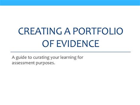 Portfolios Of Evidence