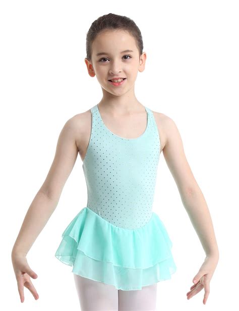Midee Dance Costume Fingure Skating Dress Sequins Leotard With 4 Tires